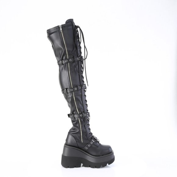 Demonia | Shoes | Demonia Shaker 42 Black Vegan Leather Thigh High ...